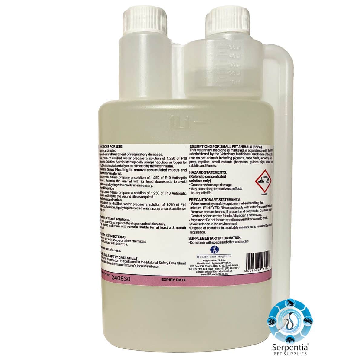 F10 Antiseptic Solution Concentrate 1000ml - Serpentia